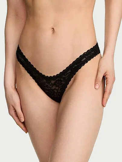 Victoria's Secret The Lacie Lace Ultra-mini Scoop Thong Panty - Black
