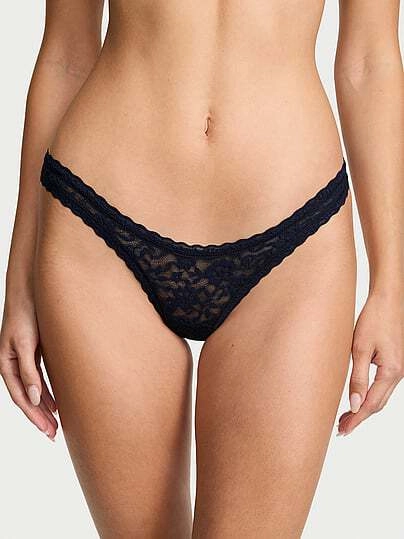 Victoria's Secret The Lacie Lace Keyhole Ultra-mini Scoop Thong Panty - Blue