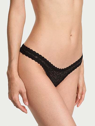 Victoria's Secret The Lacie Lace Ultra-mini Scoop Thong Panty - Gold
