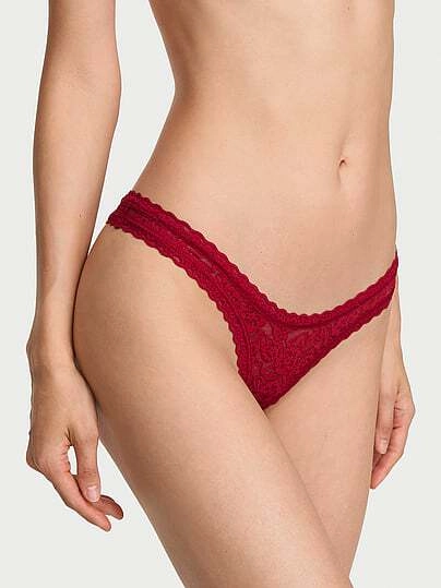 Victoria's Secret The Lacie Lace Ultra-mini Scoop Thong Panty - Gold