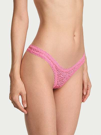 Victoria's Secret The Lacie Lace Ultra-mini Scoop Thong Panty - Gold