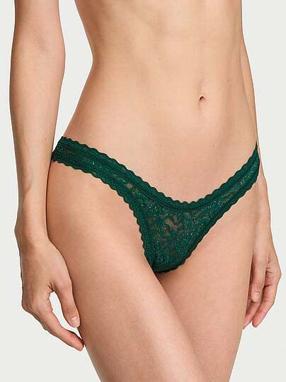 Victoria's Secret The Lacie Lace Ultra-mini Scoop Thong Panty - Gold