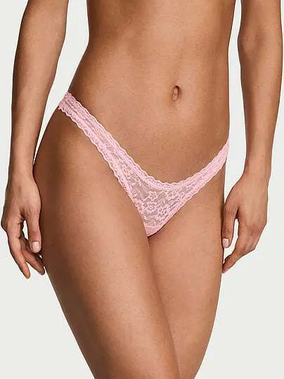 Victoria's Secret The Lacie Lace Ultra-mini Scoop Thong Panty - Pink