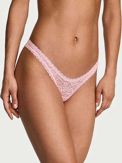 Victoria's Secret The Lacie Lace Keyhole Ultra-mini Scoop Thong Panty - Pink