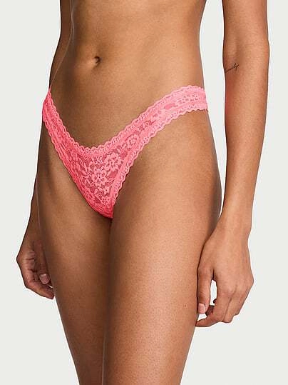 Victoria's Secret The Lacie Lace Keyhole Ultra-mini Scoop Thong Panty - Pink