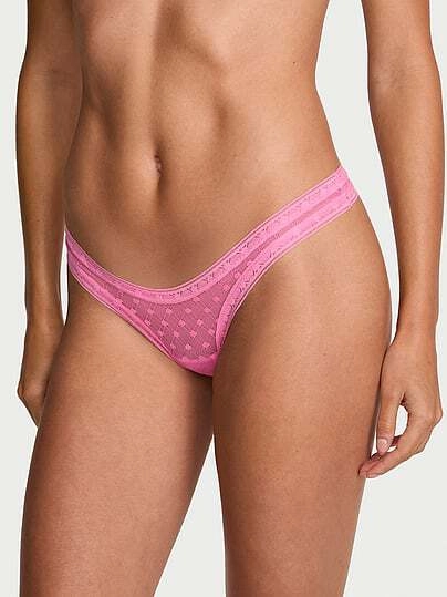 Victoria's Secret The Lacie Lace Ultra-mini Scoop Thong Panty - Pink