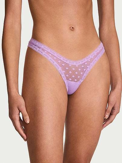 Victoria's Secret The Lacie Lace Ultra-mini Scoop Thong Panty - Purple