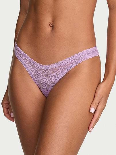 Victoria's Secret The Lacie Lace Ultra-mini Scoop Thong Panty - Purple