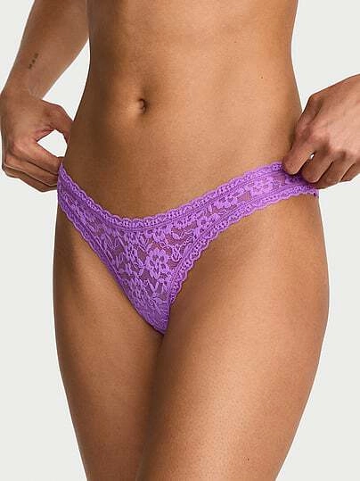 Victoria's Secret The Lacie Lace Ultra-mini Scoop Thong Panty - Purple