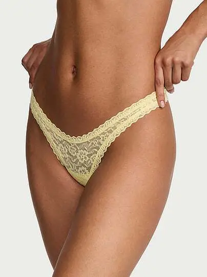 Victoria's Secret The Lacie Lace Ultra-mini Scoop Thong Panty - Yellow