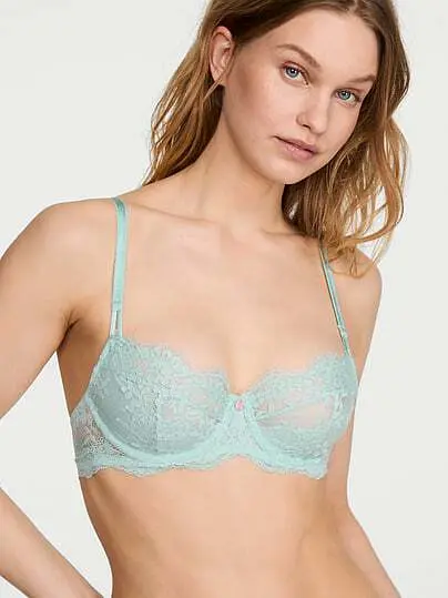 Victoria's Secret Dream Angels Lace Unlined Full-coverage Balconette Bra - Blue