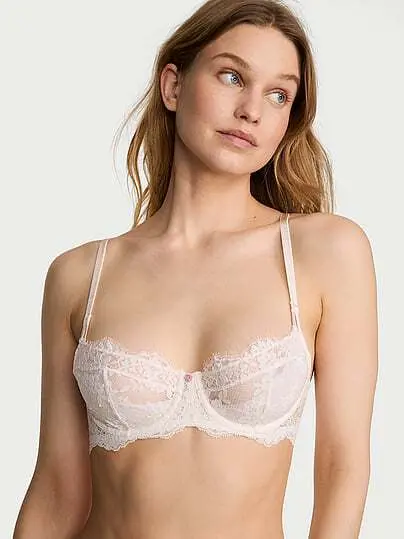 Victoria's Secret Dream Angels Lace Unlined Full-coverage Balconette Bra - White,ivory
