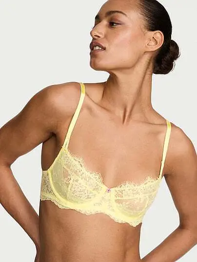 Victoria's Secret Dream Angels Lace Unlined Full-coverage Balconette Bra - Yellow