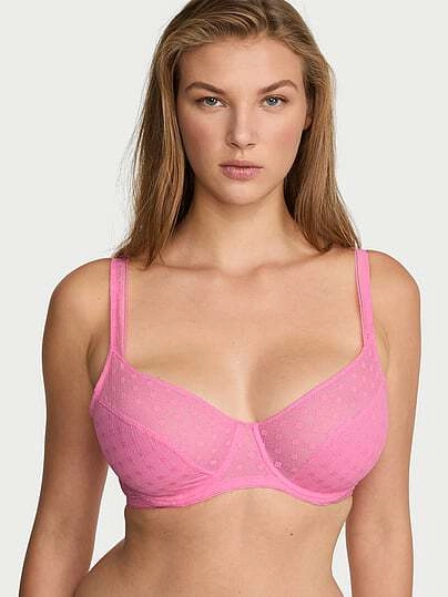 Victoria's Secret The Lacie Dot Geo Lace Unlined Balconette Bra - Pink