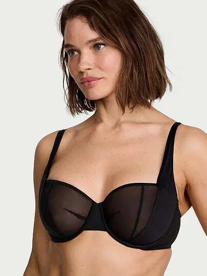 Victoria's Secret Very Sexy Sheer Reveal Unlined Balconette Bra - Black