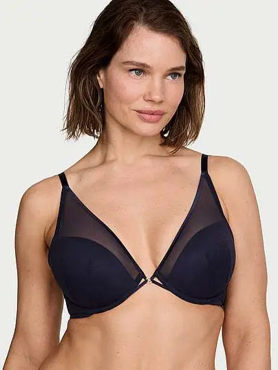 Victoria's Secret Very Sexy Sheer Reveal Lightly Lined Plunge Bra - Blue