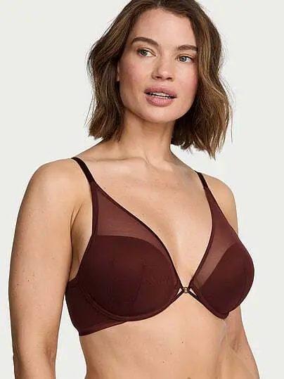 Victoria's Secret Very Sexy Sheer Reveal Lightly Lined Plunge Bra - Print