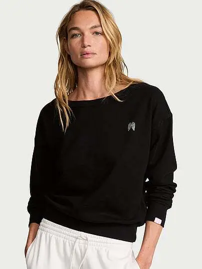 Victoria's Secret Angel Essentials Terry Boatneck Sweatshirt - Black