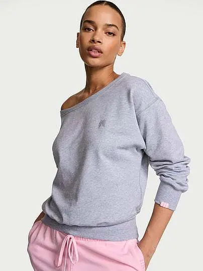 Victoria's Secret Angel Essentials Terry Boatneck Sweatshirt - Grey