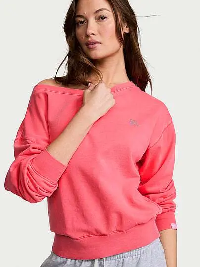 Victoria's Secret Angel Essentials Terry Boatneck Sweatshirt - Pink