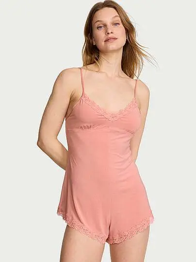 Victoria's Secret Modal Lace-trim Romper - Pink