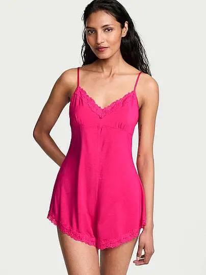 Victoria's Secret Modal Lace-trim Romper - Pink