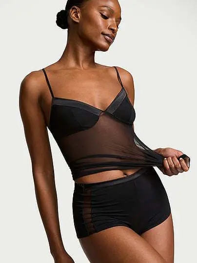 Victoria's Secret Very Sexy Sheer Reveal Modal & Mesh Cami Set - Black