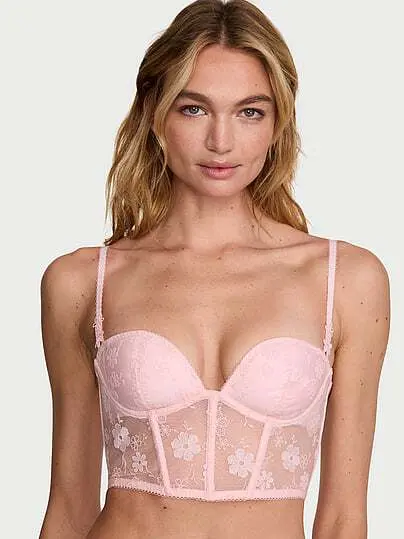 Victoria's Secret Dream Angels Blossom Embroidery Plunge Corset Top - Print