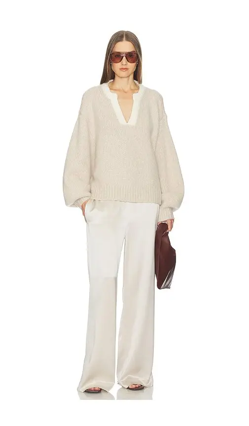 SRG Caylea Oversized V-neck Sweater - Beige
