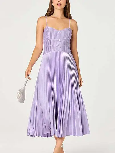Victoria's Secret Satin Pleated Midi Dress - Purple