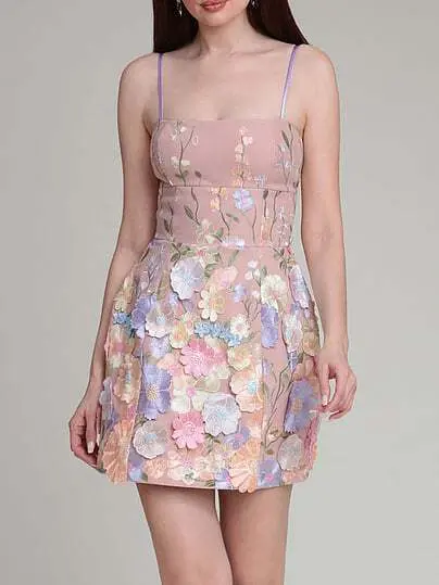 Victoria's Secret Avec Les Filles Floral Appliqué Mini Dress - Multicolored