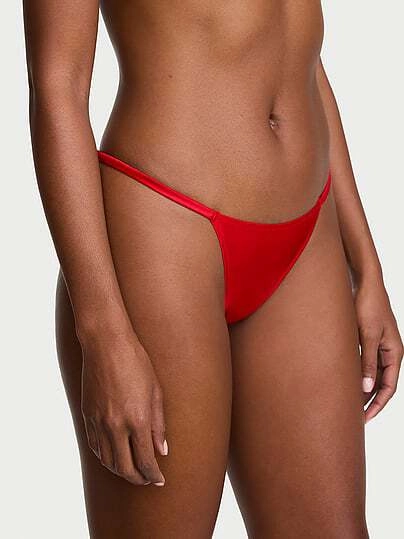 Victoria's Secret Tease Satin Bow-back V-string Panty - Red
