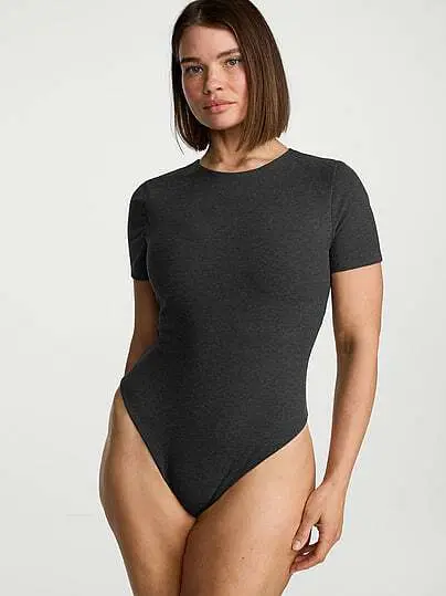 Victoria's Secret Smoothing Rib Tee Bodysuit - Grey