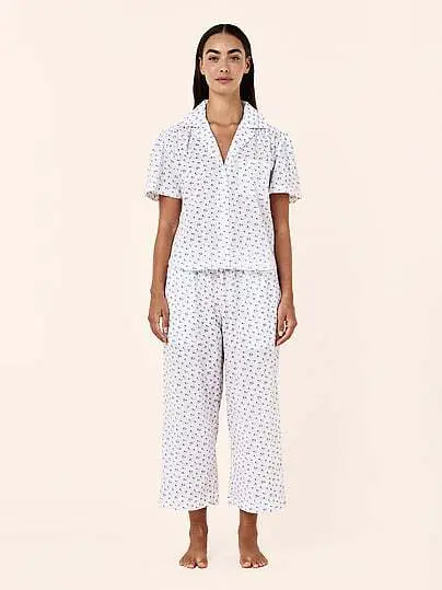 Victoria's Secret Papinelle Swiss Dot Short-sleeve Crop Pajama Set - Floral