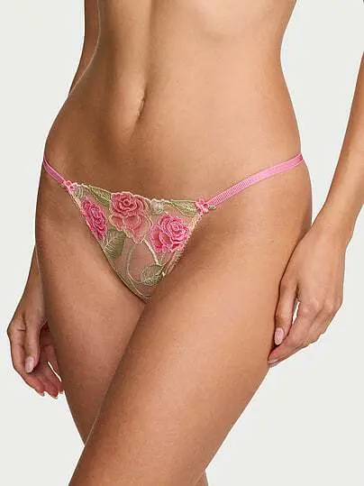 Victoria's Secret Dream Angels Sweet Melody Embroidery V-string Panty - Print