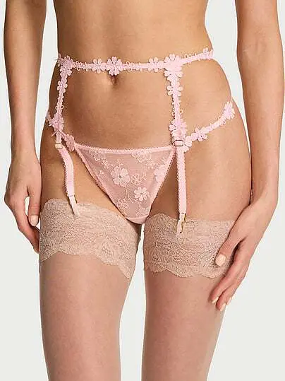 Victoria's Secret Dream Angels Blossom Embroidery Garter Belt - Print
