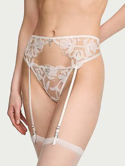 Victoria's Secret Dream Angels Frou Embroidery Garter Belt - Print