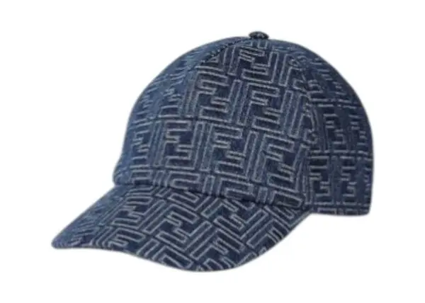 Fendi Ff Jacquard Denim Cap - Blue