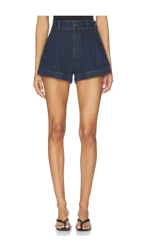 Paige Camille Pleated Denim Shorts