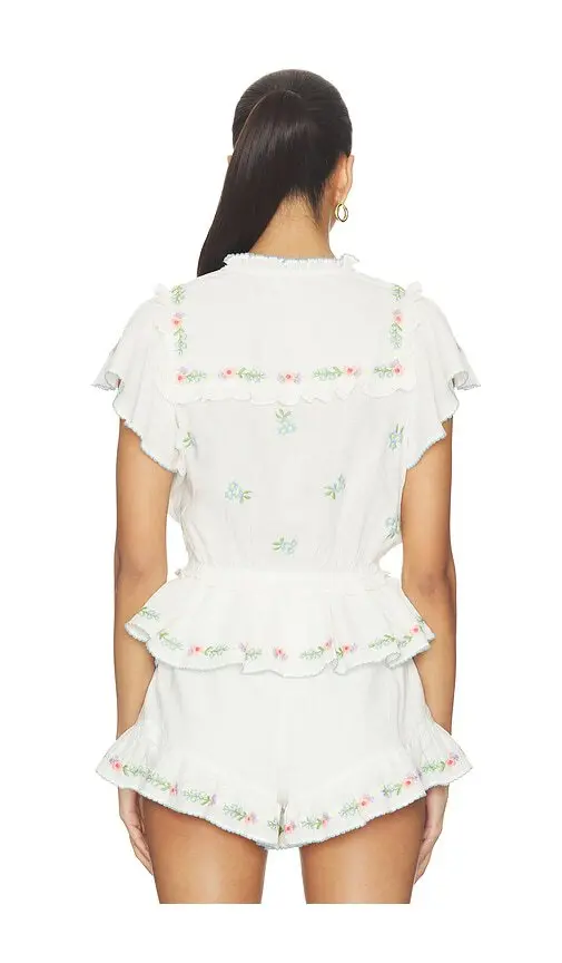 Show Me Your Mumu Embroidered Ruffle Top