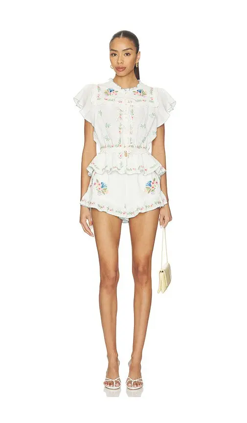 Show Me Your Mumu Embroidered Ruffle Top