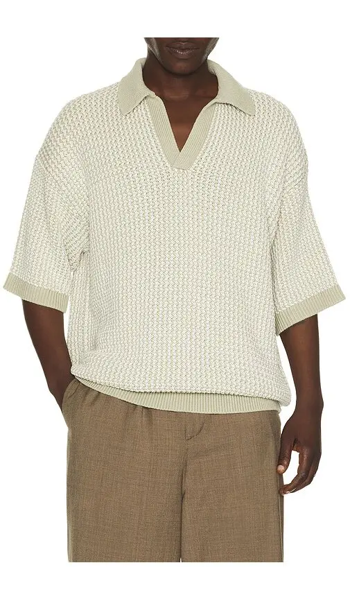 Helmut Lang Bicolor Polo In . Also - Olive
