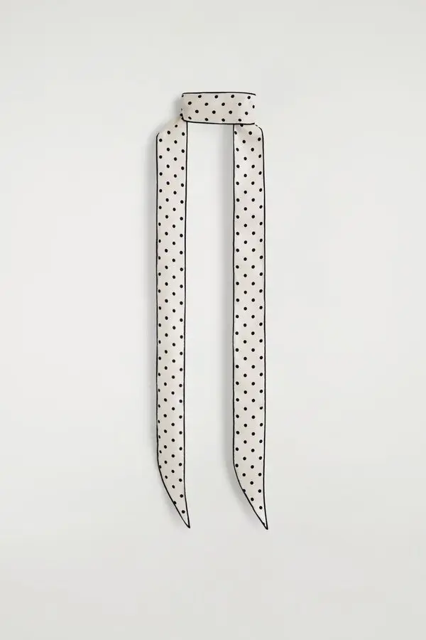 Cos Polka-dot Silk Skinny Scarf - White