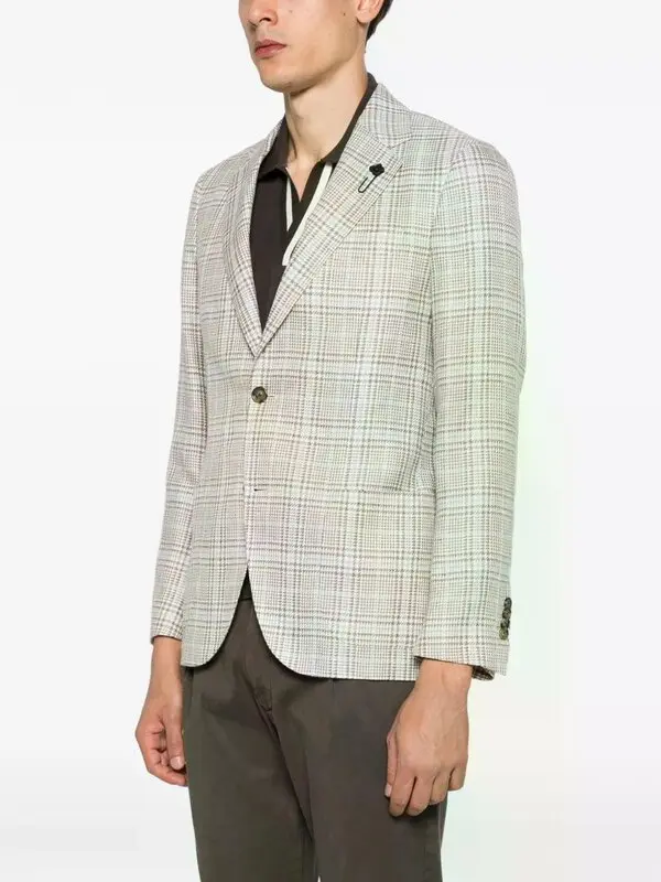 LARDINI Checked Blazer - Neutrals
