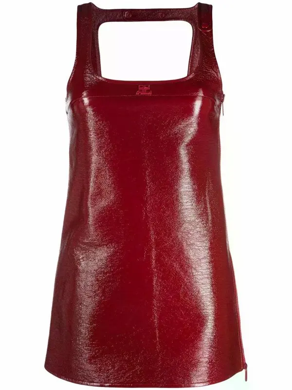 COURREGES Sleeveless Vinyl Mini Dress - Red