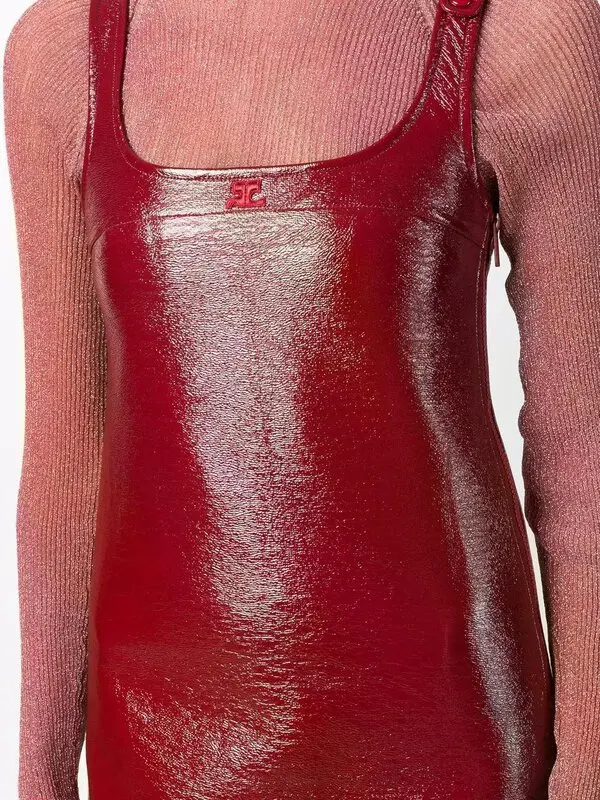COURREGES Sleeveless Vinyl Mini Dress - Red