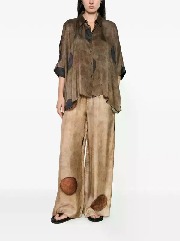 UMA WANG Pansy Dot-print Trousers - Neutrals