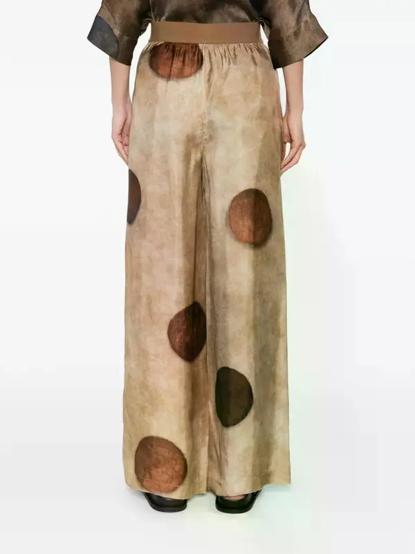 UMA WANG Pansy Dot-print Trousers - Neutrals