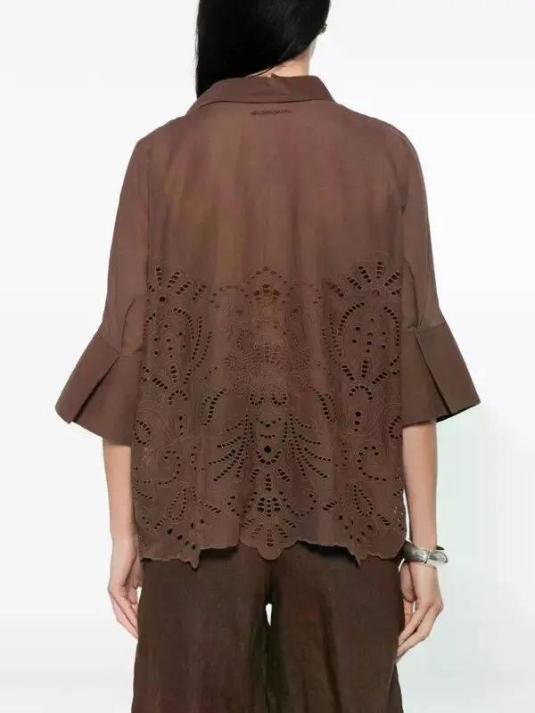 ERMANNO FIRENZE Broderie-anglaise Top - Brown