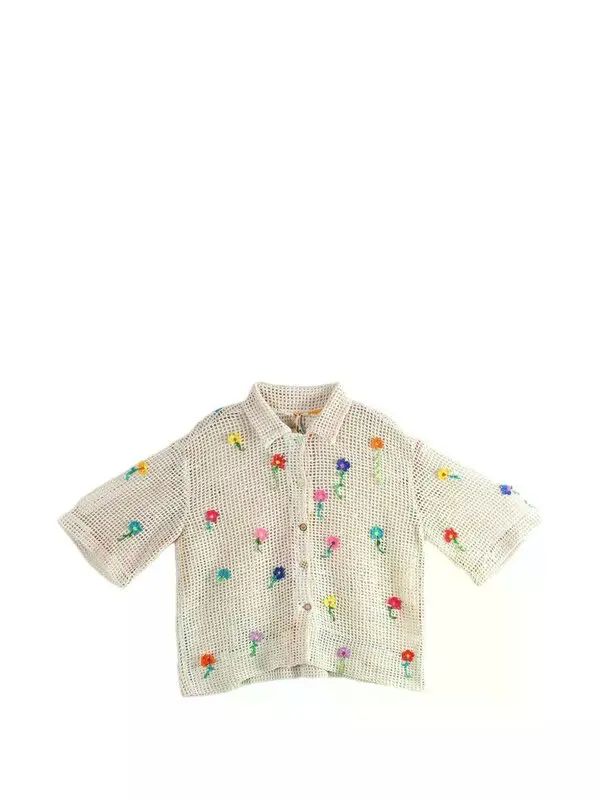 Pero Floral Crochet Knit Shirt